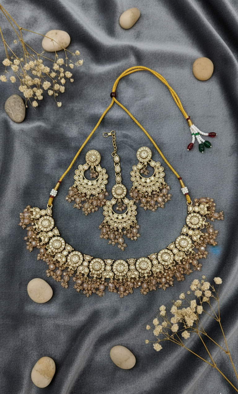 Antique Gold & Bead Choker Set – Girllish Jewellery